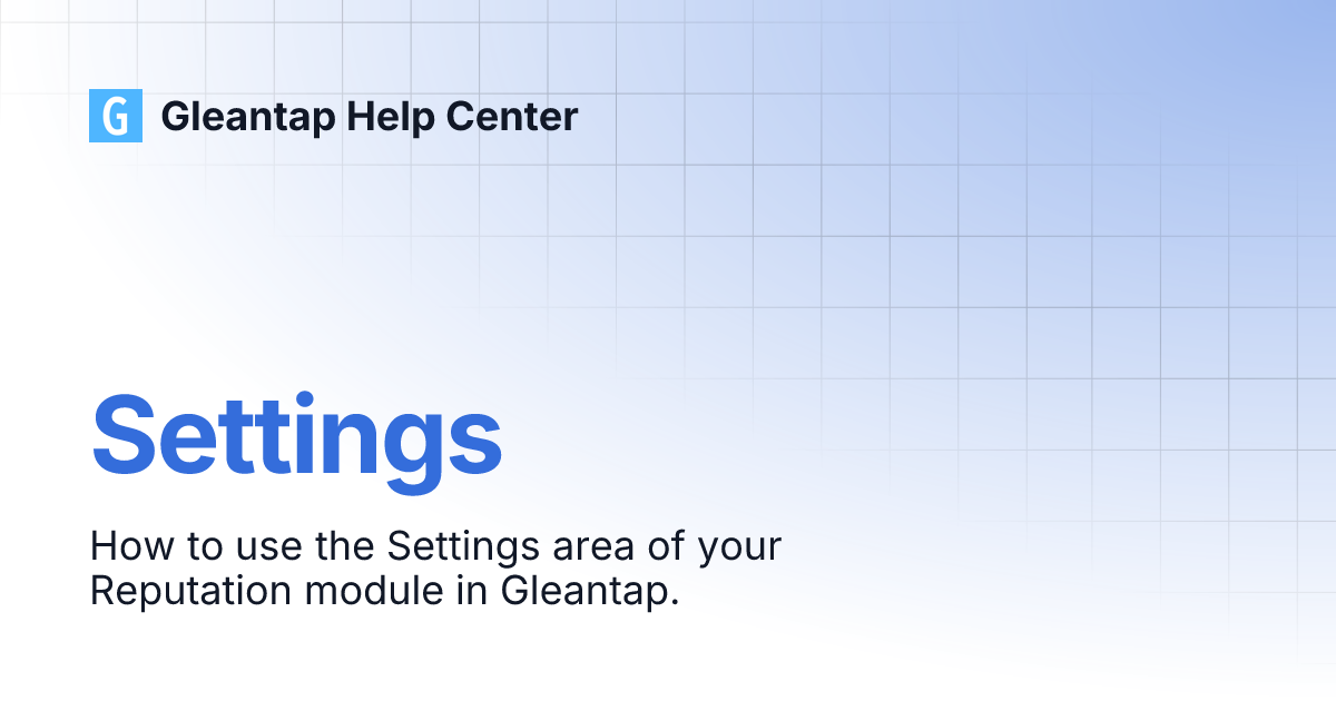 Settings | Gleantap Help Center