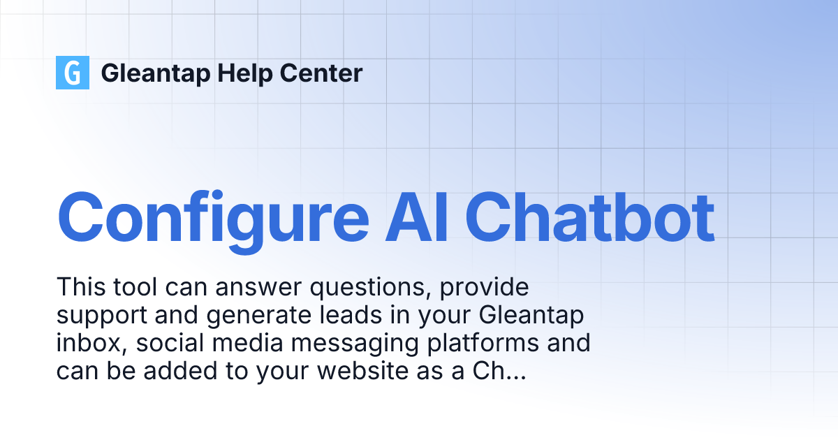 Configure AI Chatbot | Gleantap Help Center