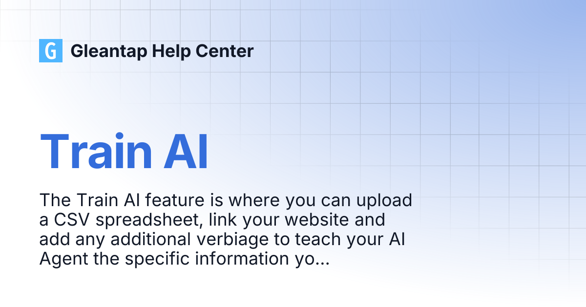Train AI | Gleantap Help Center